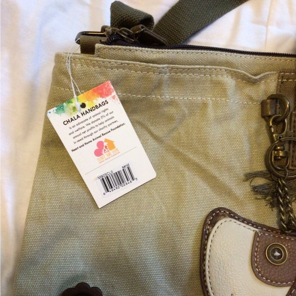 Chala | Bags | Chala Olive And Tan Crossbody Bag With Dog Charm | Poshmark